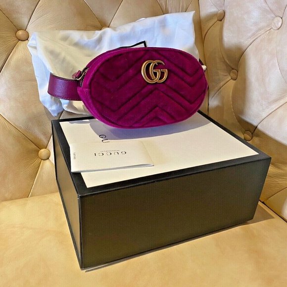 Gucci | Bags | Gucci Authentic Purple Velvet Marmont Gg Belt Bag | Poshmark